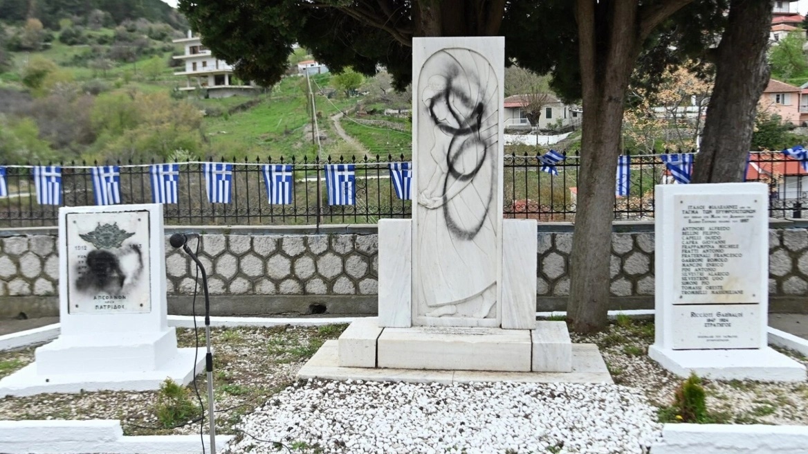 Βανδαλισμοί στο Μνημείο Ηρώων στον Δομοκό - LarissaPress